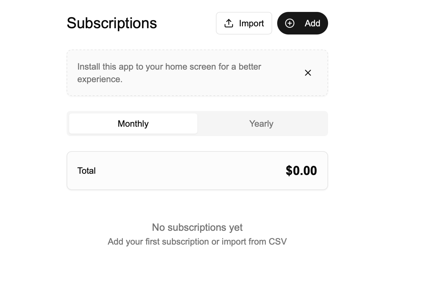 v0 - PWA Subscription Tracker - v0 by Vercel